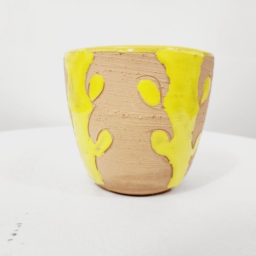 Handmade in Italy Yellow Artisan Clay Ceramic Flower Succulent Pottery ...