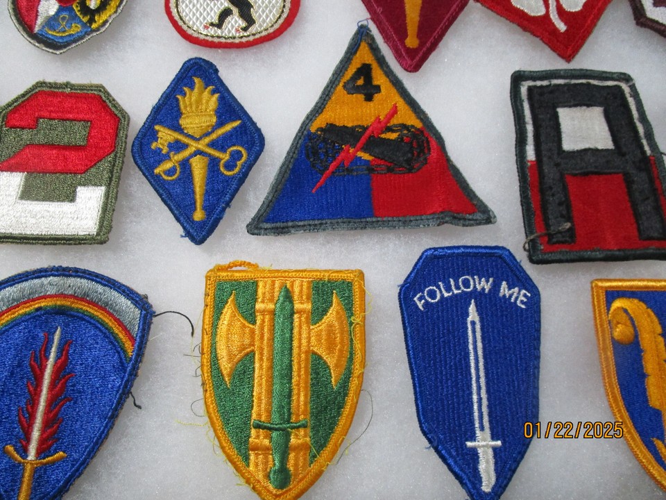 MILITARY ARMY PATCH COLLECTION WWII ERA VINTAGE PATCHES NOS 25 PCS ...