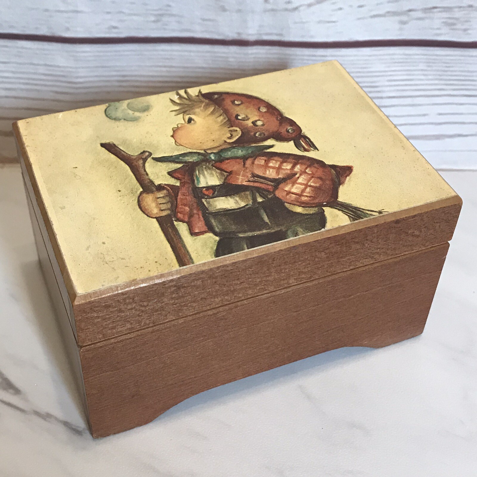Vtg Swiss Music Box Edelweiss Hummel Wooden Little Hiker Handmade ...
