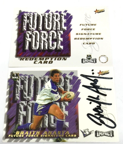 2001 SELECT NRL IMPACT FUTURE FORCE SIGNATURE CARD FF3-BRAITH ANASTA ...