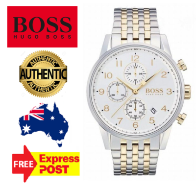 NEW HUGO BOSS NAVIGATOR HB1513499 SILVER/GOLD/WHITE CHRONOGRAPH MENS ...