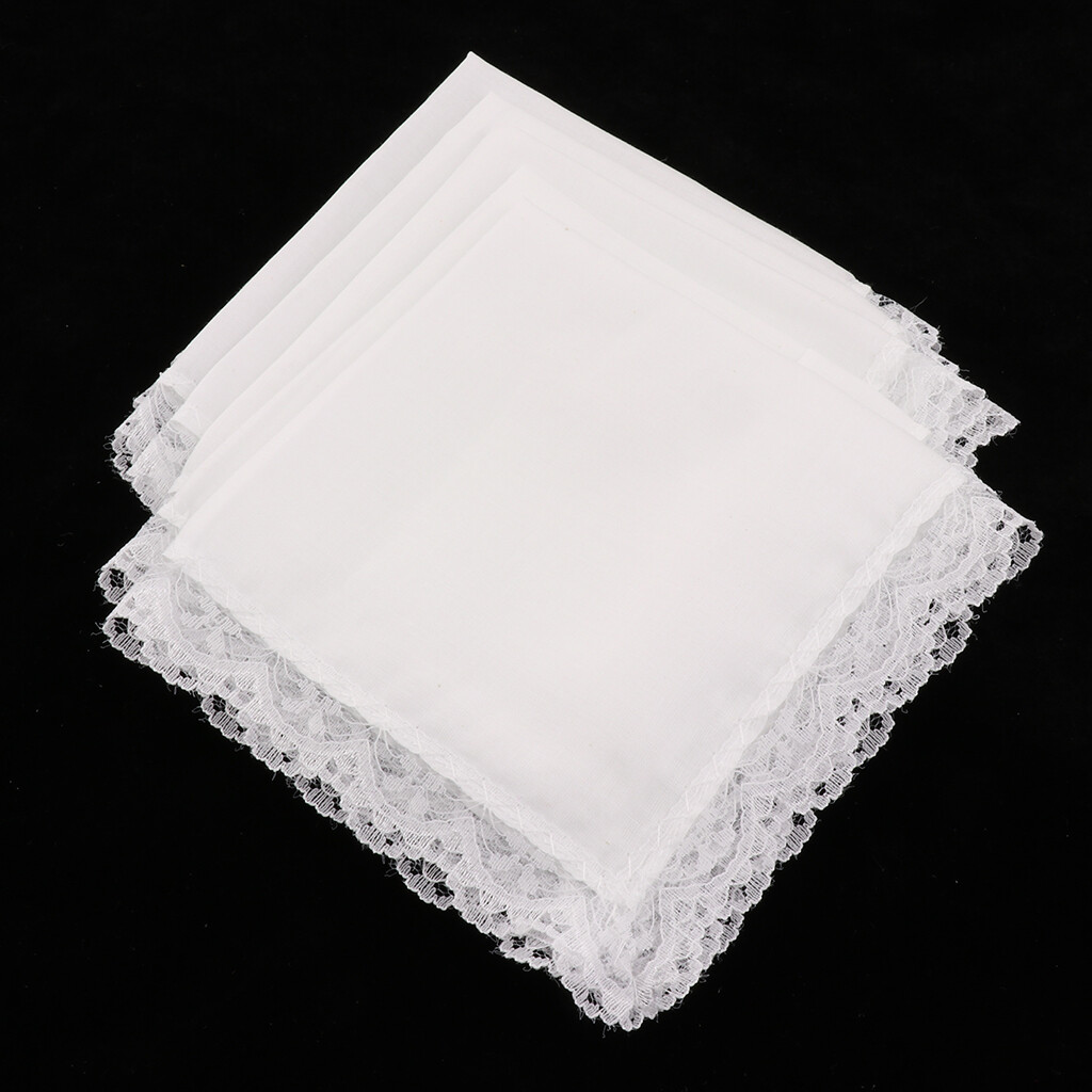 5pcs Men Women Vintage Wedding Lace 100% Cotton Handkerchiefs White ...