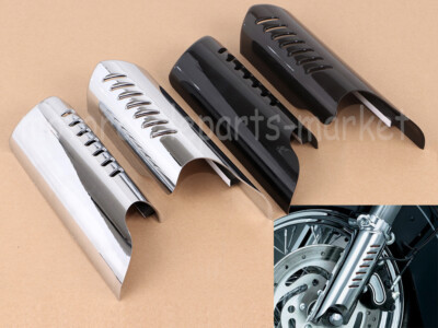 Black/Chrome Lower Fork Leg Cover Deflectors Shield For Harley-Davidson ...
