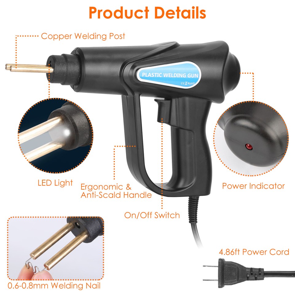 Hot Stapler Car Bumper Fender Fairing Welder Gun Plastic Repair Kit ...