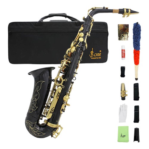 Professional Alto Soprano Saxophone Brass Gold Lacquered Eb Sax ...