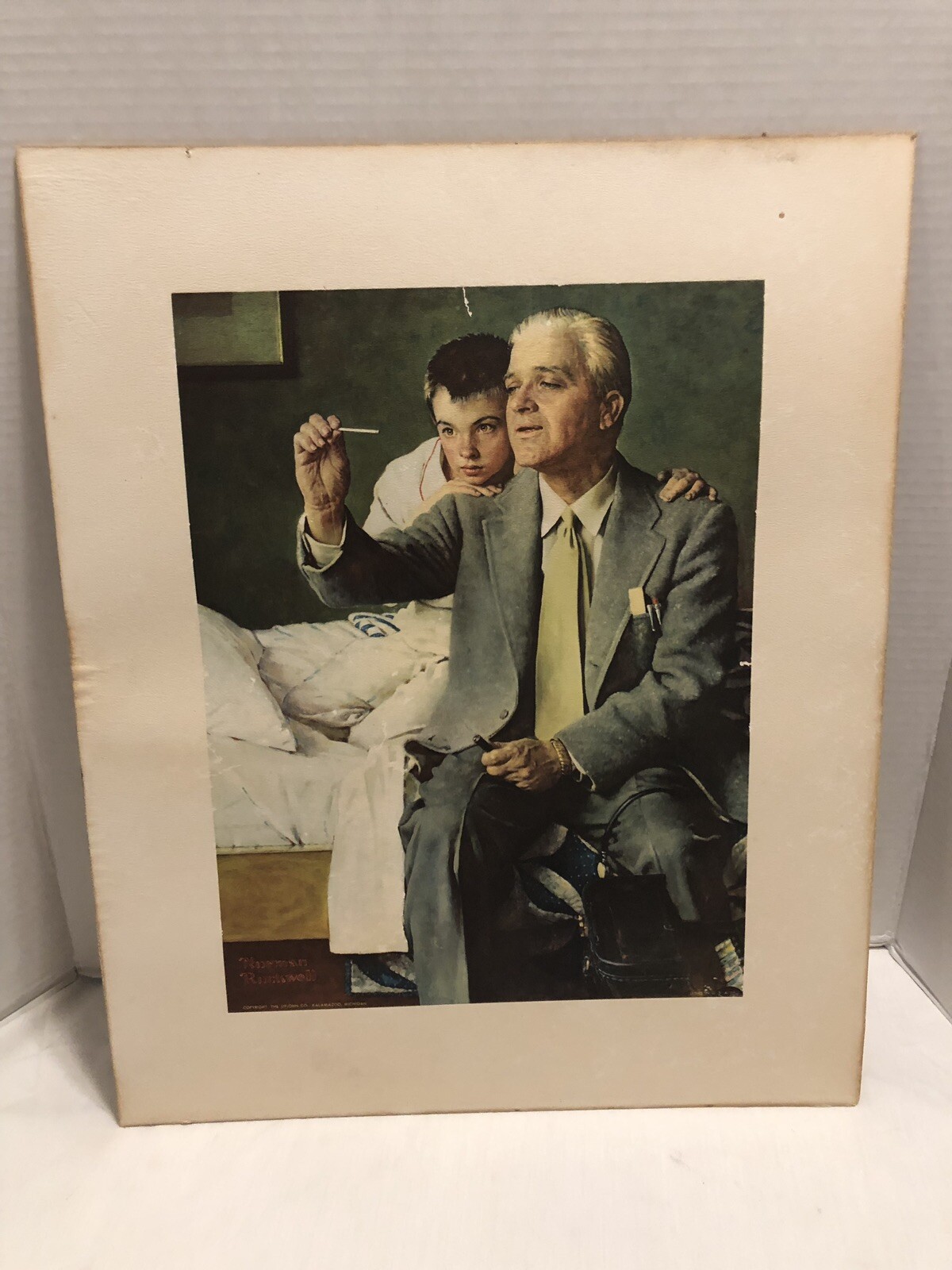 Norman Rockwell Print Doctor Looking at Thermometer Upjohn Series 1950s ...
