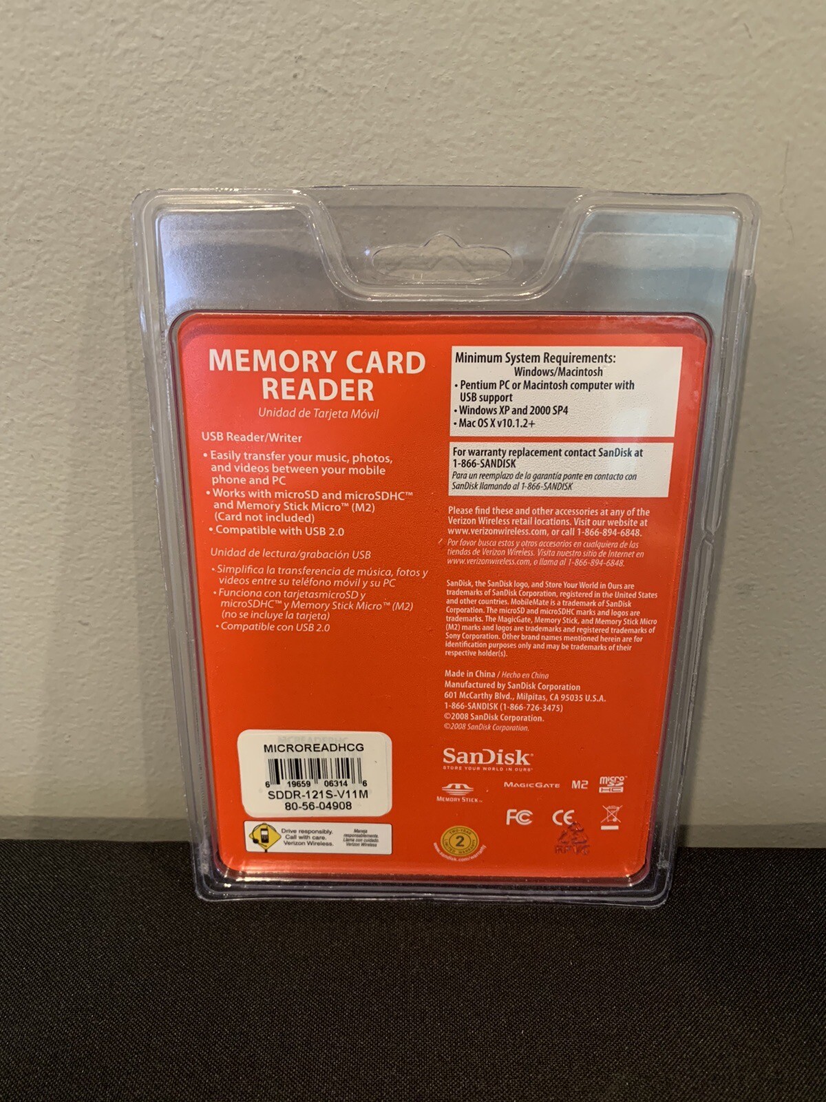 Verizon Wireless SanDisk MobileMate Micro Memory Card Reader for sale ...