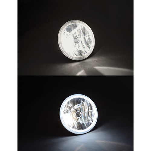 7" SMD White LED Halo Angel Eye Headlamp Headlight H4 Halogen Light ...