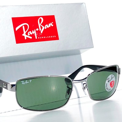NEW* Ray Ban Gunmetal & Black w POLARIZED GREEN G15 Lens Sunglass ...