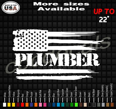 Plumber American Flag Vinyl Decal Sticker | Plumber Decals / Stickers ...
