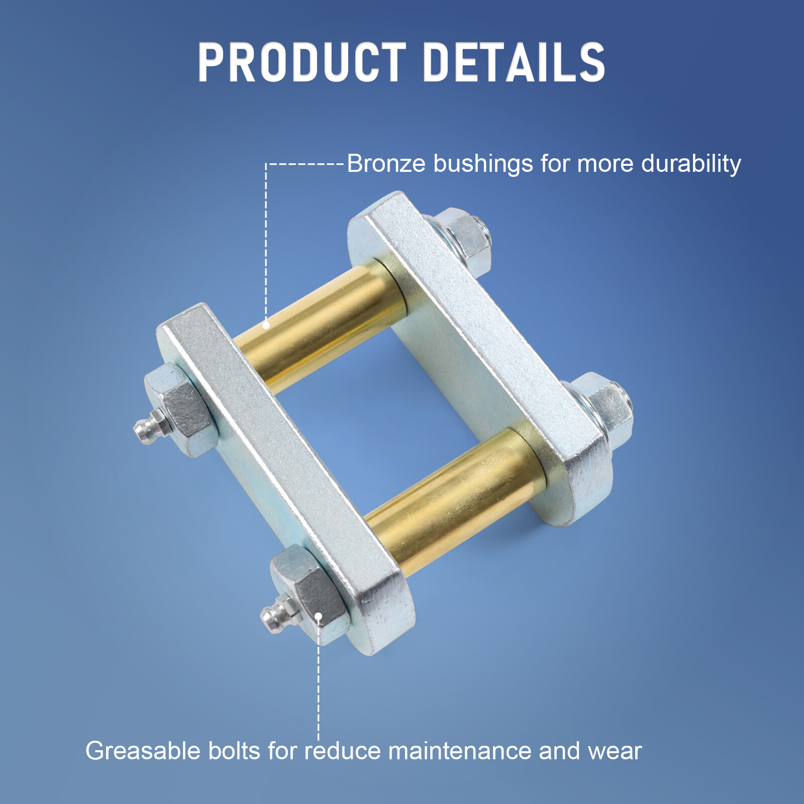 Greasable Shackle Spring Bolt Link Kit Fit Heavy Duty Tandem Axle Truck ...