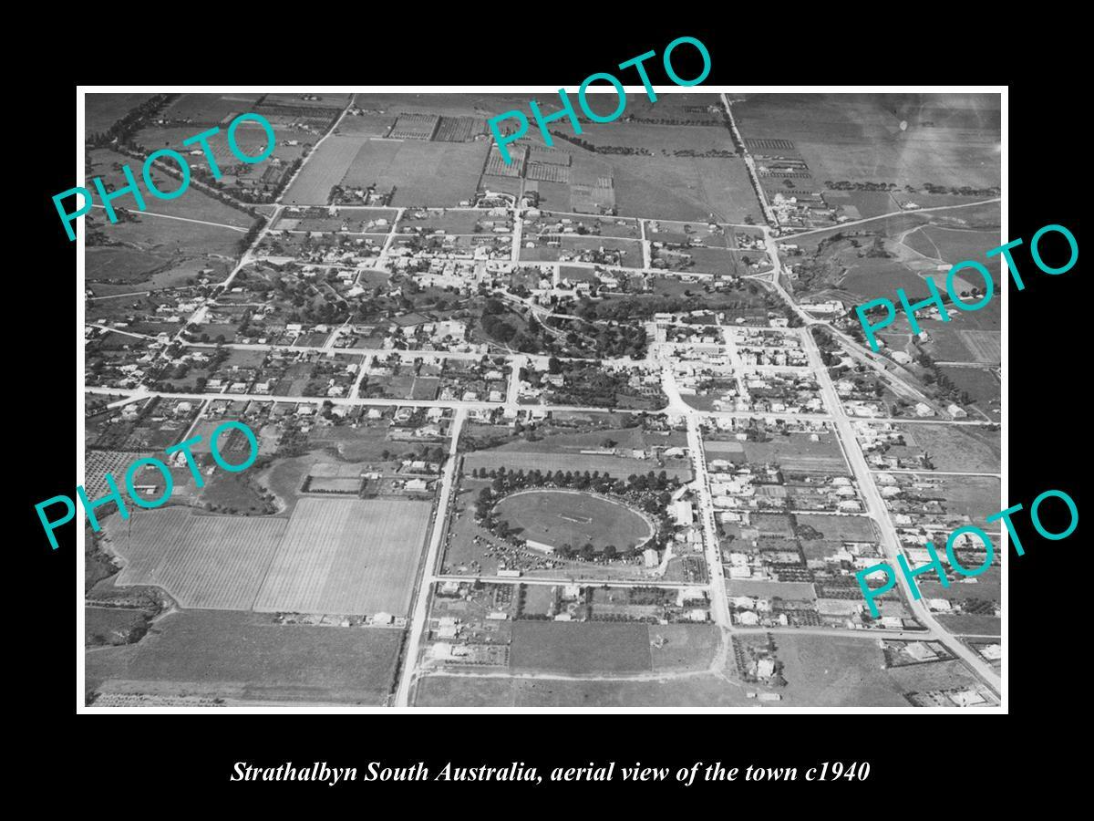 OLD POSTCARD SIZE PHOTO STRATHALBYN SOUTH AUSTRALIA AERIAL VIEW OF TOWN ...