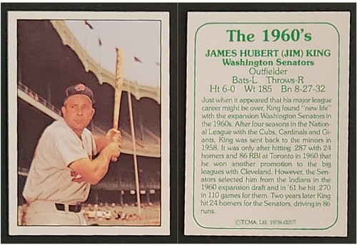 JIM KING "THE 1960's"-NM/MT+-1978 TCMA # 207-WASHINGTON SENATORS ...