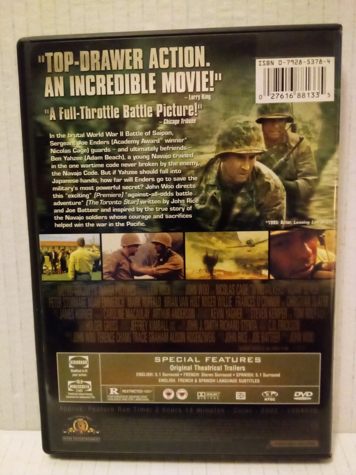 Windtalkers (DVD) Widescreen & Standard * John Woo - Nicolas Cage, Adam ...