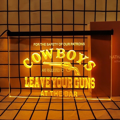 Cowboys Leave Your Guns LED Neon Light Sign Display Bar Man Cave Wall ...