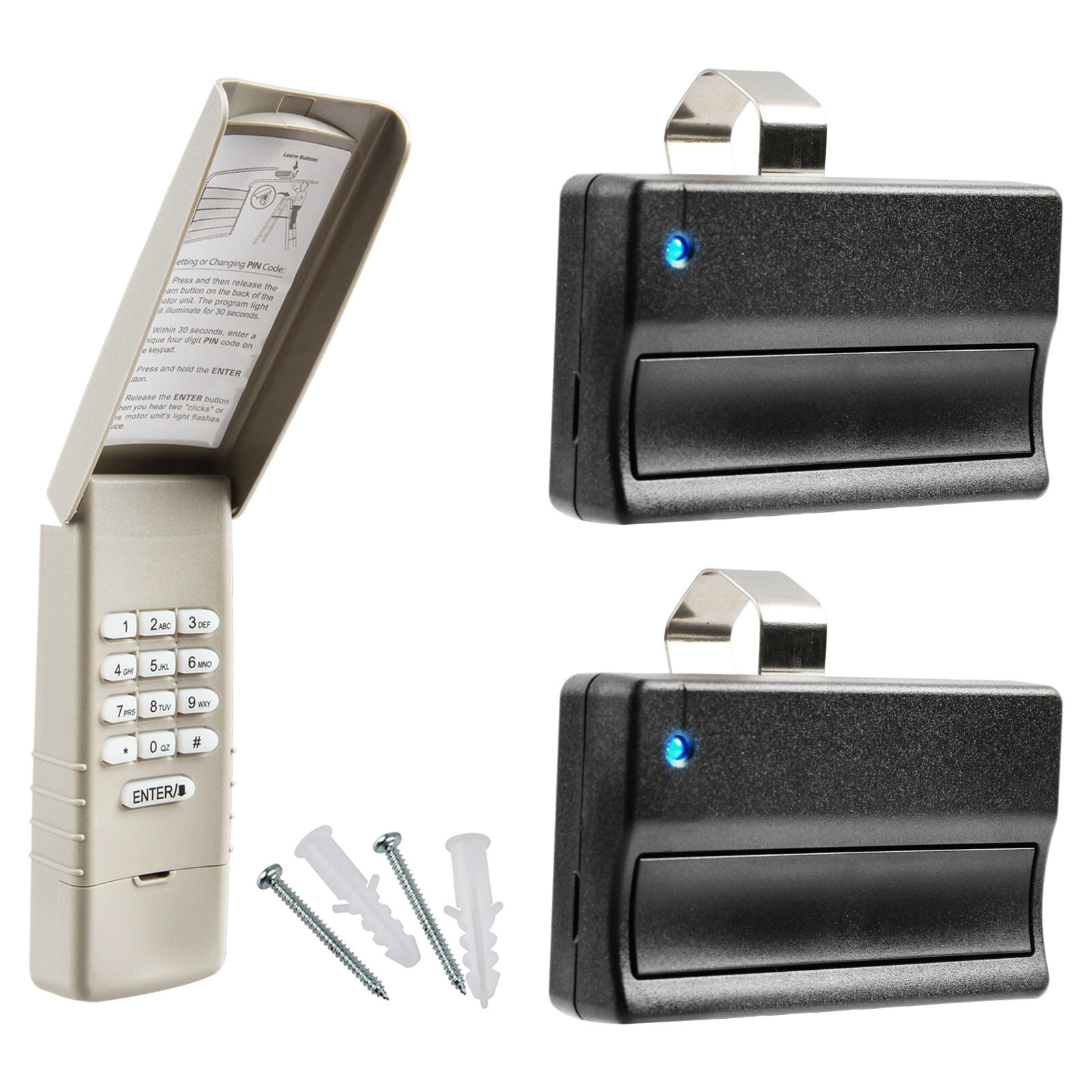 For Liftmaster Garage Door Keypad, 377LM + 371LM Car Visor Remote ...