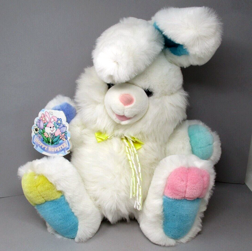 Dan Dee Hoppy Hopster Easter Bunny Plush Stuffed White Pastel Blue Ears ...