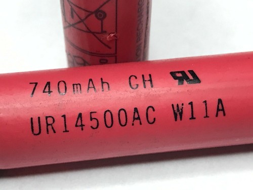 2 pc SANYO UR 14500 AC Li-ion 740mAh Rechargeable 3.7v FLAT-TOPS. | eBay