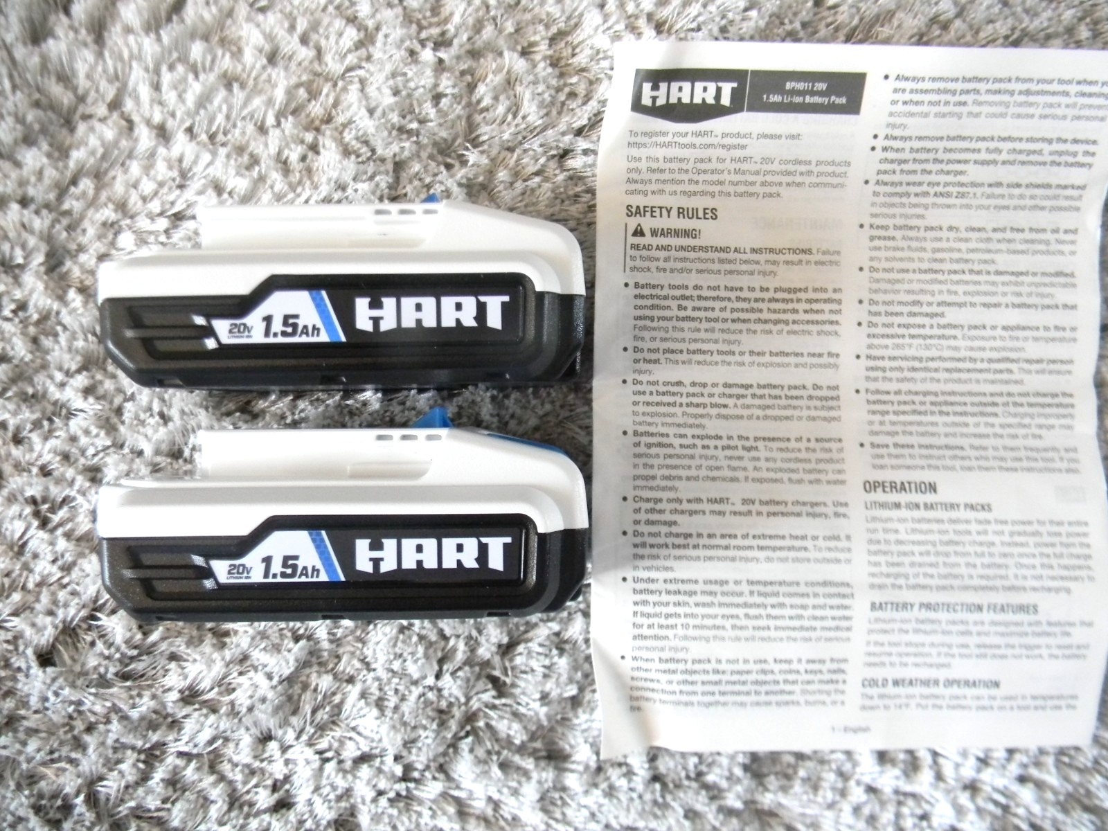 (2) NEW Genuine HART BPH011 20-VOLT 20V Lithium Ion 1.5Ah Batteries | eBay