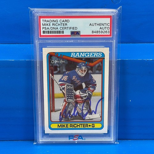 MIKE RICHTER 1990 OPC Rookie Card RC Autograph Rangers HOF Goalie PSA ...