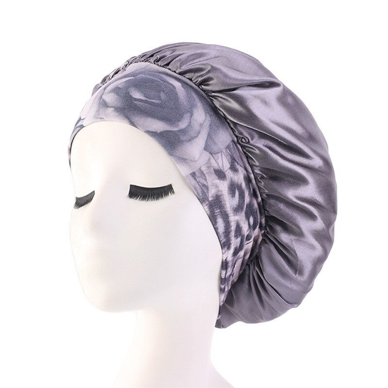 Silk Night Sleep Caps Hair Care Bonnet Hats Head Cover Satin Wide ...