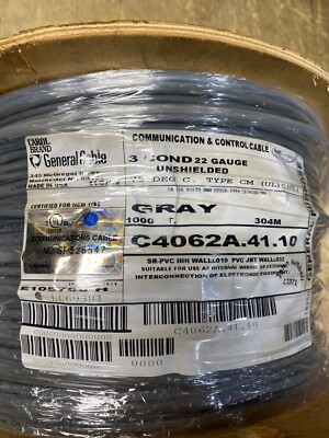 GENERAL CABLE C4062A.41.10 Data Cable,3 Conductor, 22 Guage | eBay