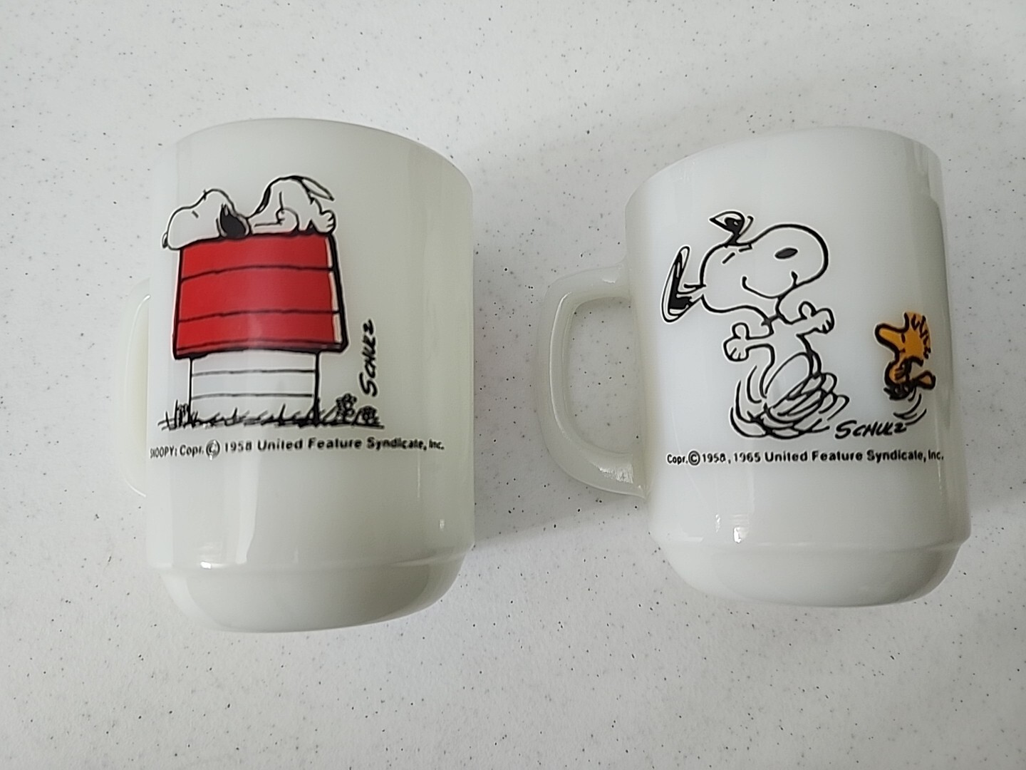 2 Vintage Snoopy Peanuts Fire King Coffee cup mug lot | eBay