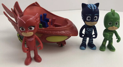 PJ Masks Toys Vehicle Owl Glider & Owlette Catboy Gekko Action Figure ...
