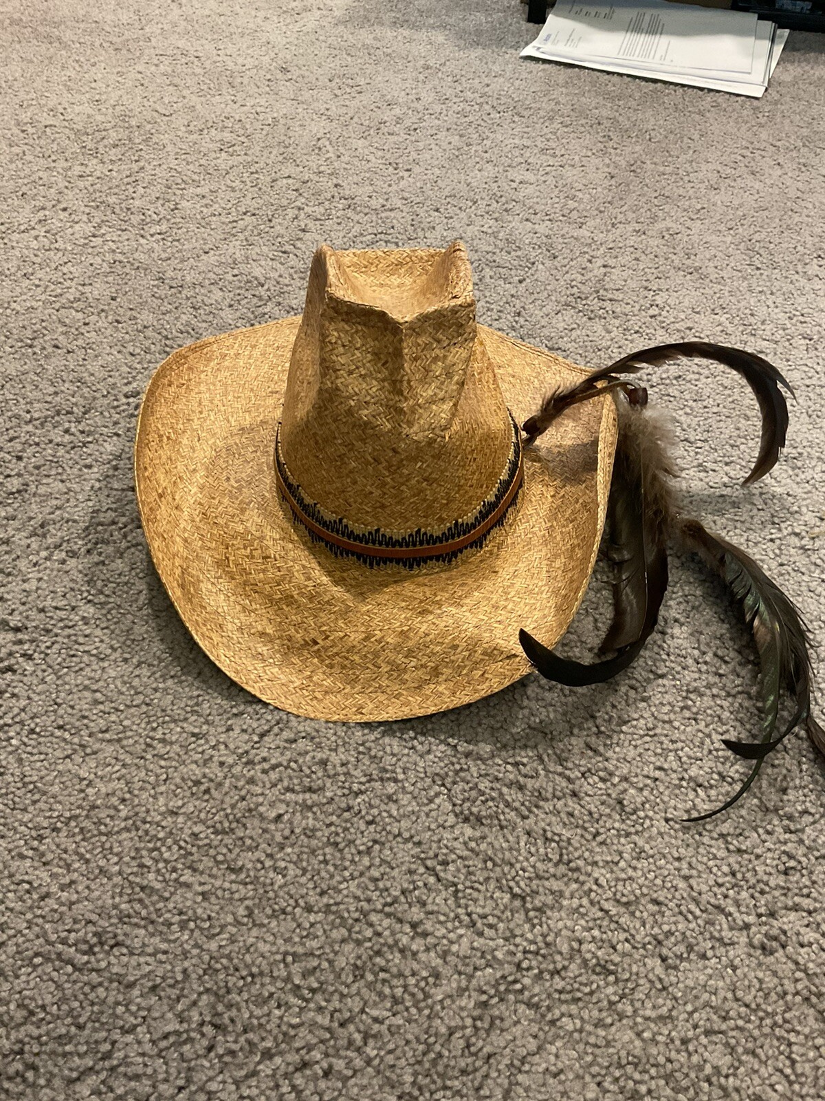 Vintage Rockmount Ranch Wear Cowboy Western Straw Fea… - Gem