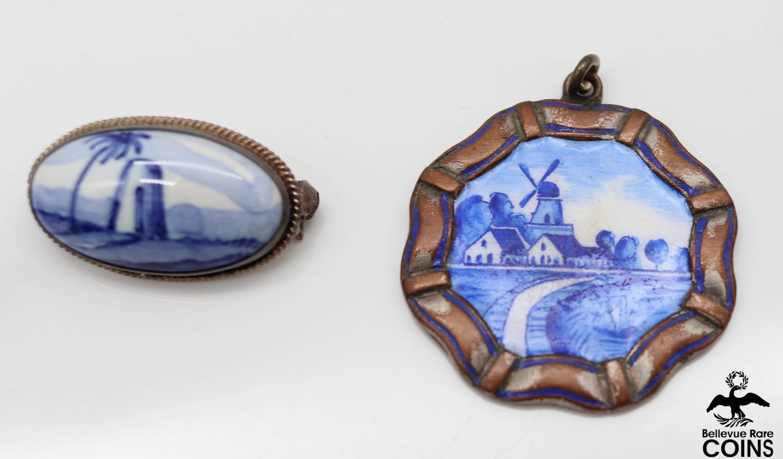 Lot of 3: Ceramic Dutch Windmill Pendant & Silver Clog Charm + Palm ...