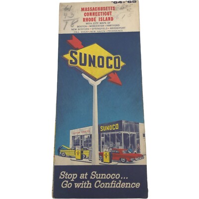 1964 Sunoco Road Map: Massachusetts Connecticut Rhode Island Vintage | eBay