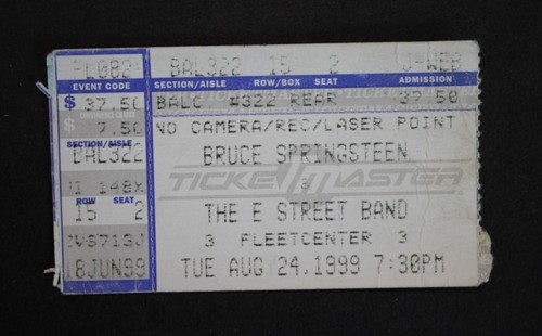 BRUCE SPRINGSTEEN Ticket Stub - Aug 24, 1999 - Fleet Center - Boston ...
