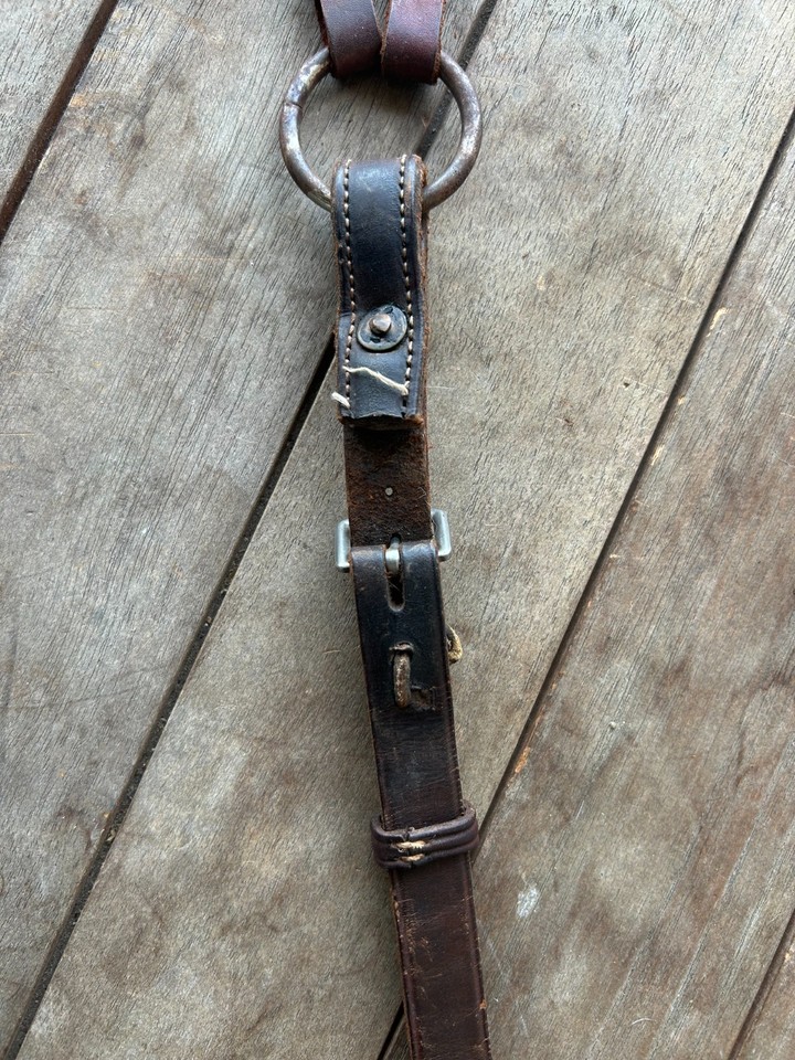 Vintage Western Horse Harness Buggy Tack Leather Strap w/ Brass Conchos ...