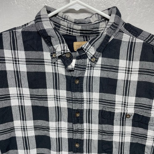 Faded Glory Flannel Shirt Gray Black Plaid Outdoor Work Long Sleeve Men ...