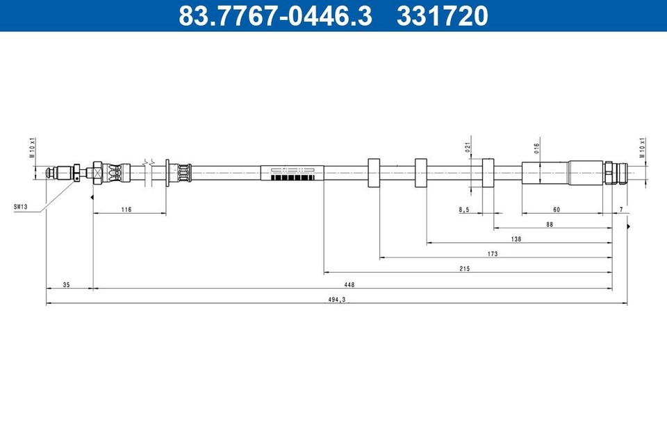 837767-04463 BRAKE HOSE LINE PIPE FRONT ATE 2PCS NEW OE REPLACEMENT ...
