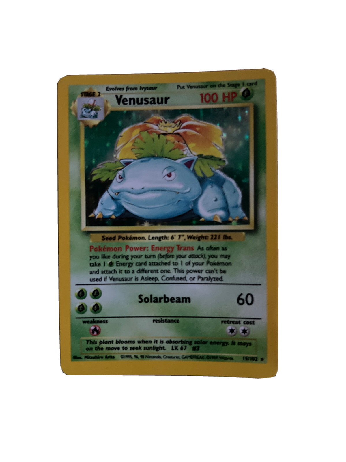 Pokémon TCG Venusaur Base Set 1995, 15/102 Holo Unlimited Holo Rare ...