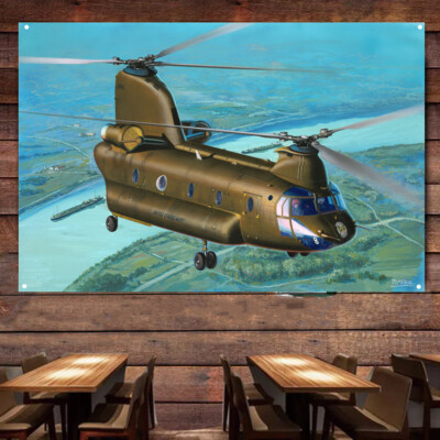 CH-47D Chinook transport helicopter Art Poster Aviation Art Works ...