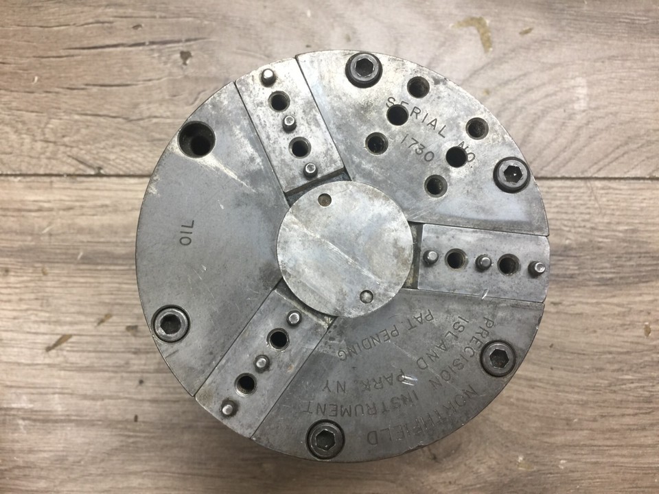 NORTHFIELD 4" PNEUMATIC THREE-JAW LATHE CHUCK w/ HARDINGE 2 3/16 -10 | eBay