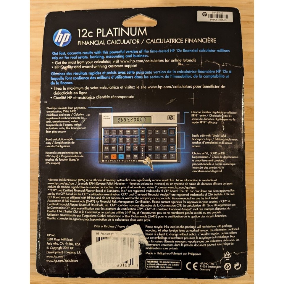 New HP 12C Platinum Financial Calculator with Pouch RPN or Algebraic | eBay