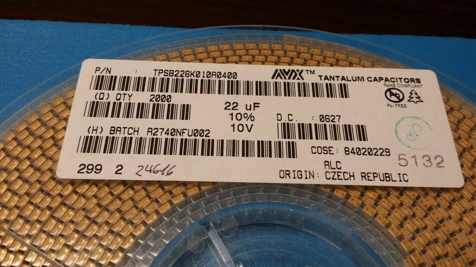 (10) TPSB226K010A0400 AVX Cap Tant Solid 22uF 10V B CASE 10% -55°C ...