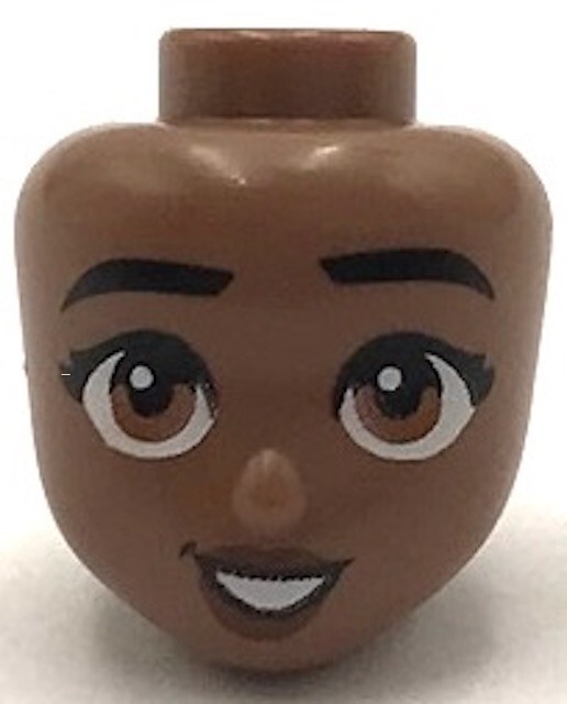 Lego New Medium Brown Minifigure Head Friends w/ Black Eyebrows Open ...