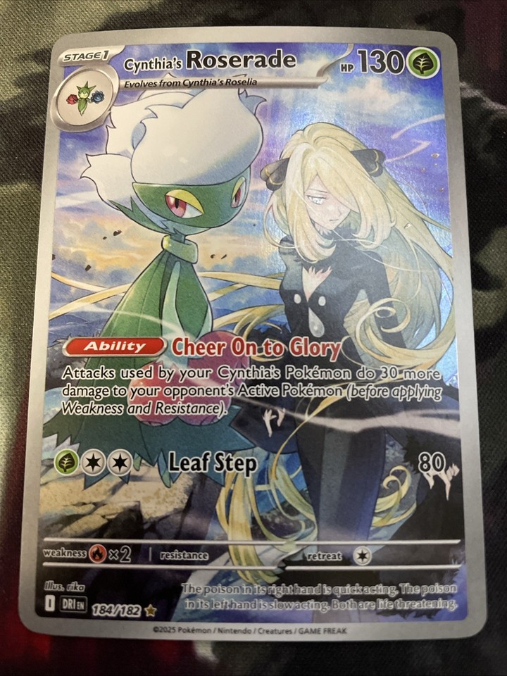 Cynthia's Roserade 184/182 Sv10: Destined Rivals Holo Full Art Grass ...