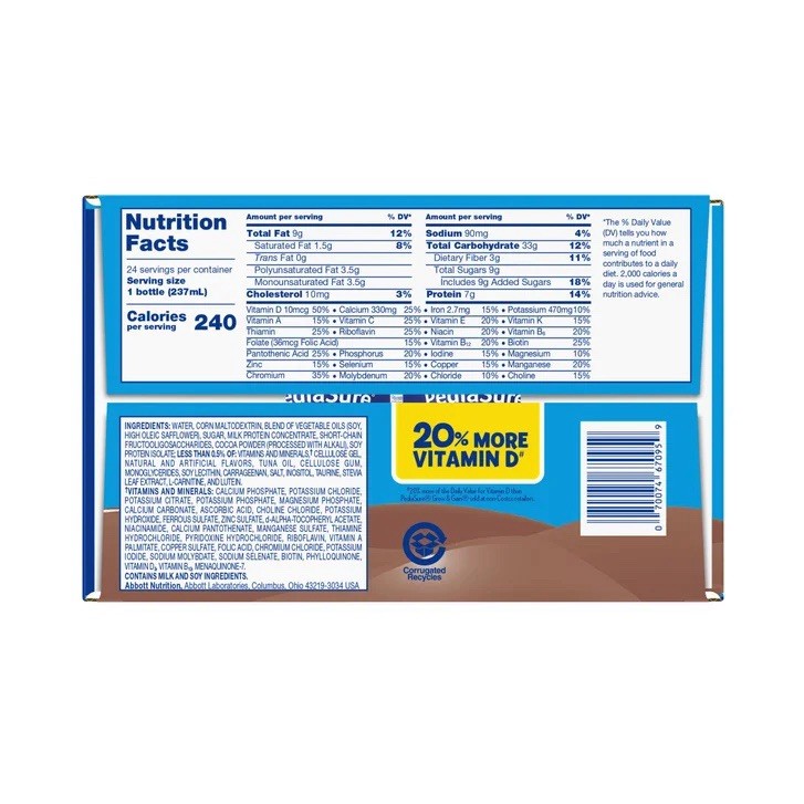 PediaSure with OptiGRO Plus Kids Chocolate 🍫 Shake, 8 fl oz, 24-count ...