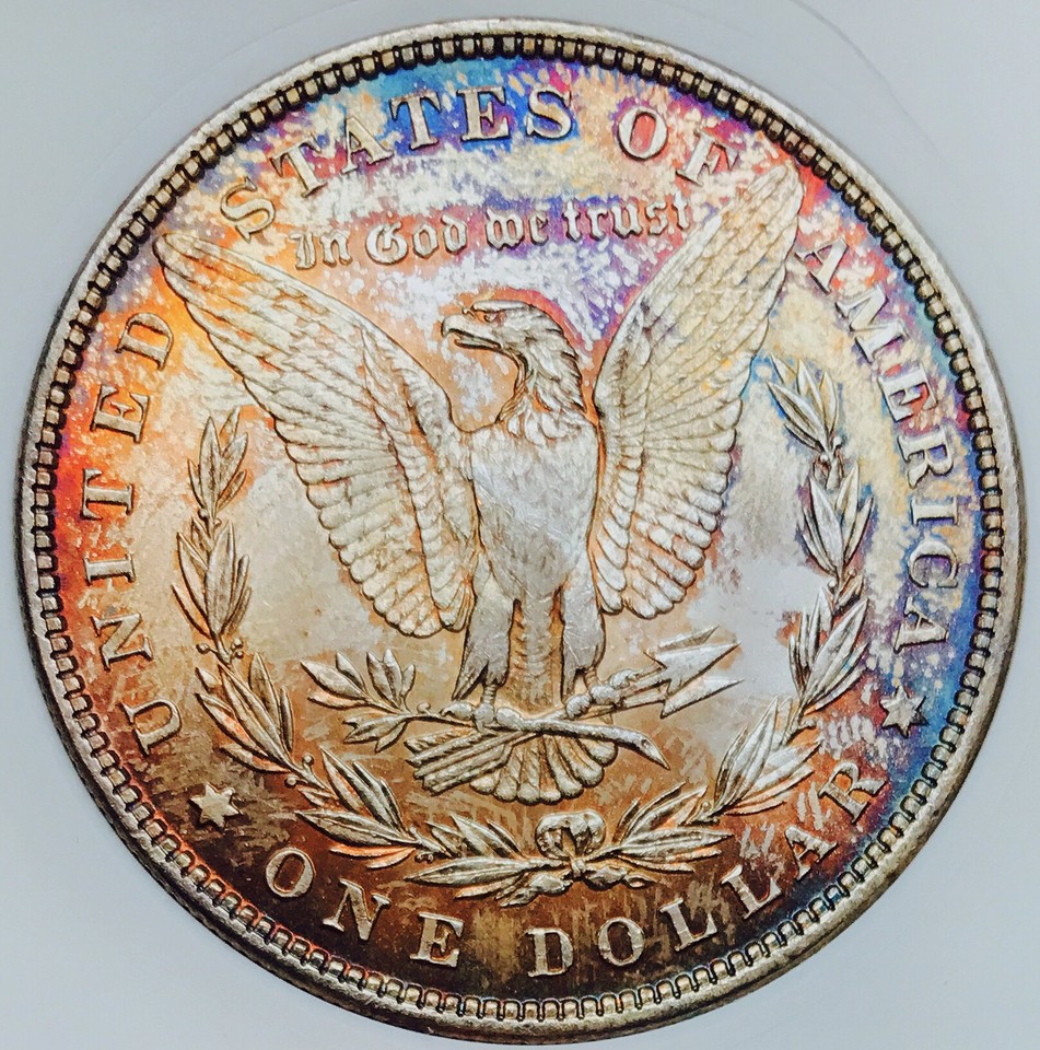 1879 P MORGAN DOLLAR! FLAWLESS CAMEO DMPL/PL! RAINBOW REV! HUGE CAMEO ...