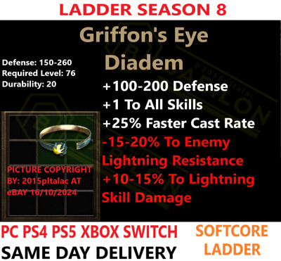 PC PS4 PS5 XBOX SWITCH LADDER Griffons Eye Diad DIABLO 2 RESURRECTED ...
