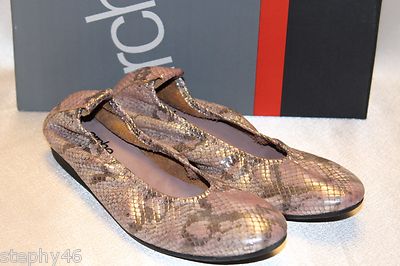 NEW! ARCHE Blush Snakeskin Leather LAIUS Elasticized Ballet Flat FRANCE ...