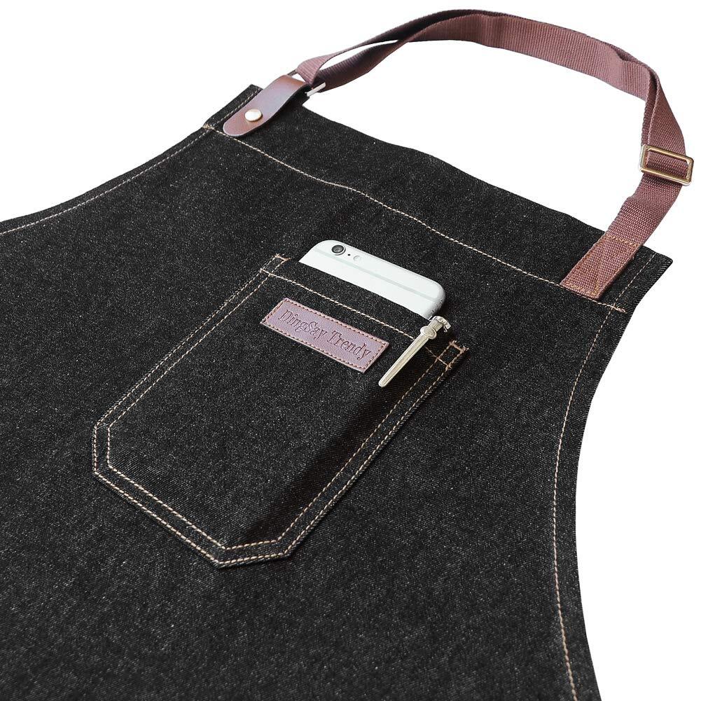 Denim Chef Apron With Pockets Mens Womens Professional Kitchen Bib ...