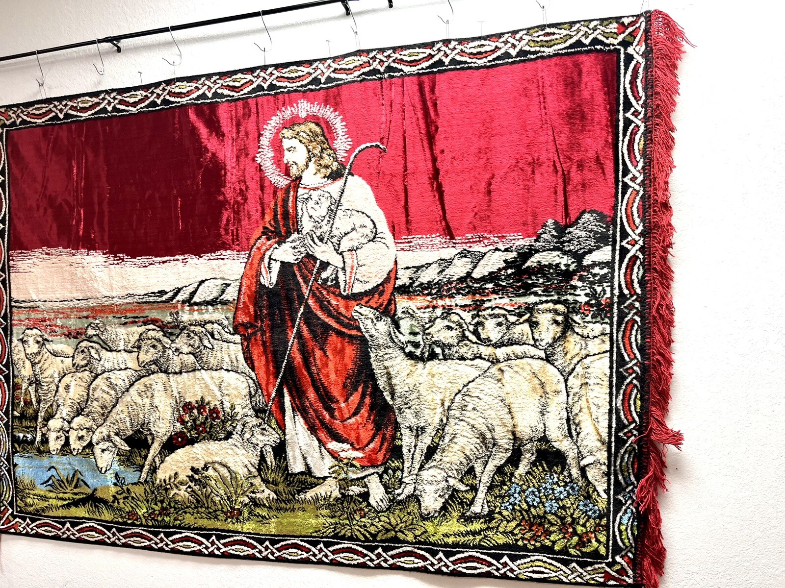 “The Good Shepherd”Lord Jesus Christ - ANTIQUEHandWoven Indian Silk ...