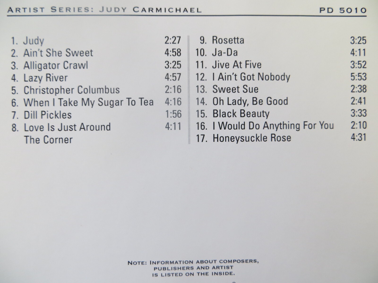 PianoDisc Artist Series " Judy Carmichael " Floppy Disk PD 5010 | eBay