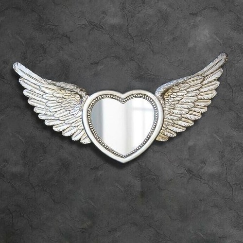 Angel Wings Wall Mirror Heart Xlarge Home Decoration Silver Free ...